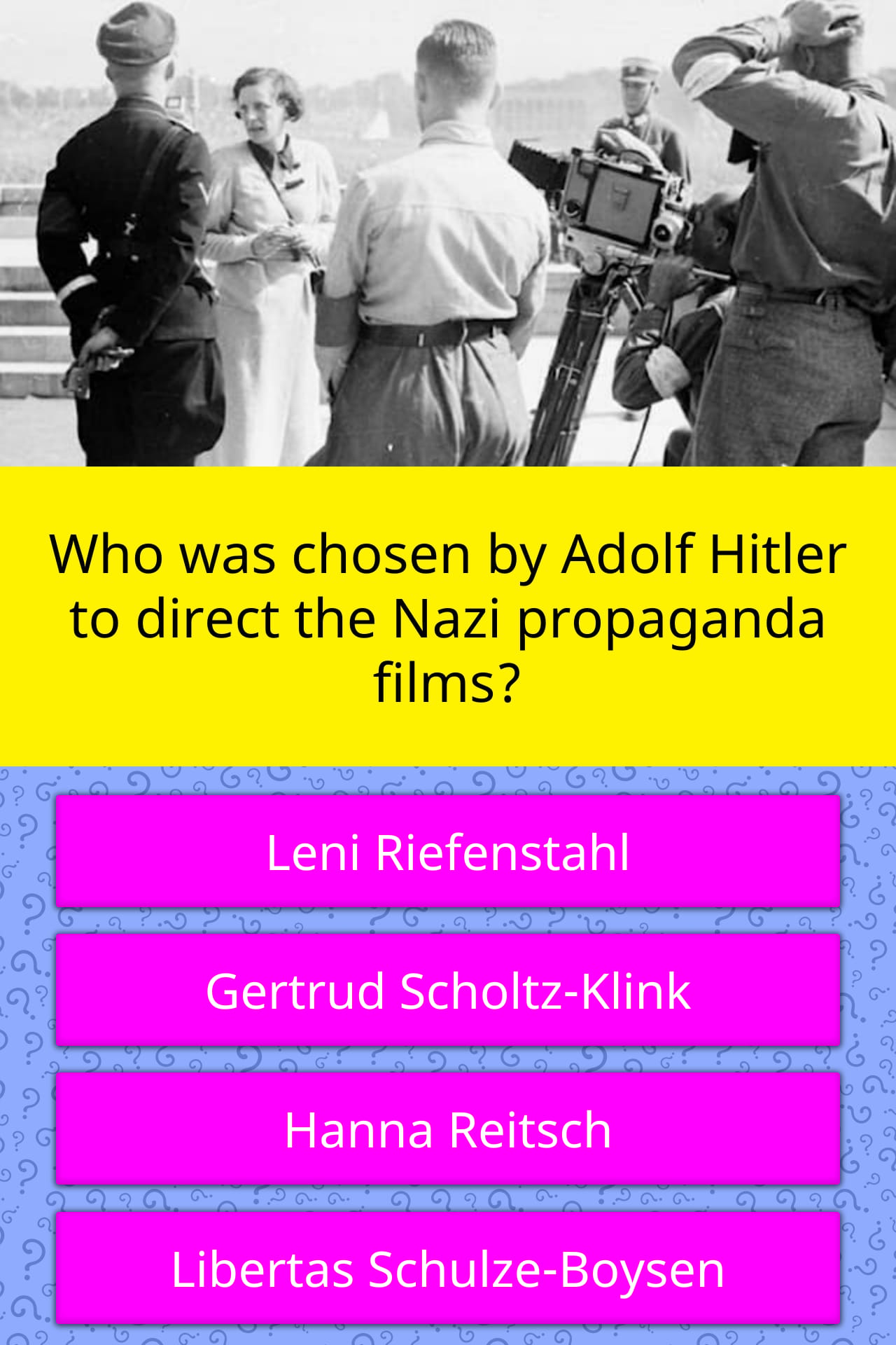 Who was chosen by Adolf Hitler to... | Trivia Questions | QuizzClub